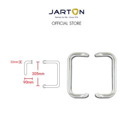 127103.2 มือจับสเตนเลสด้าน ขนาด กว้าง 32 มม. ยาว 305 มม. สูง 90 มม.